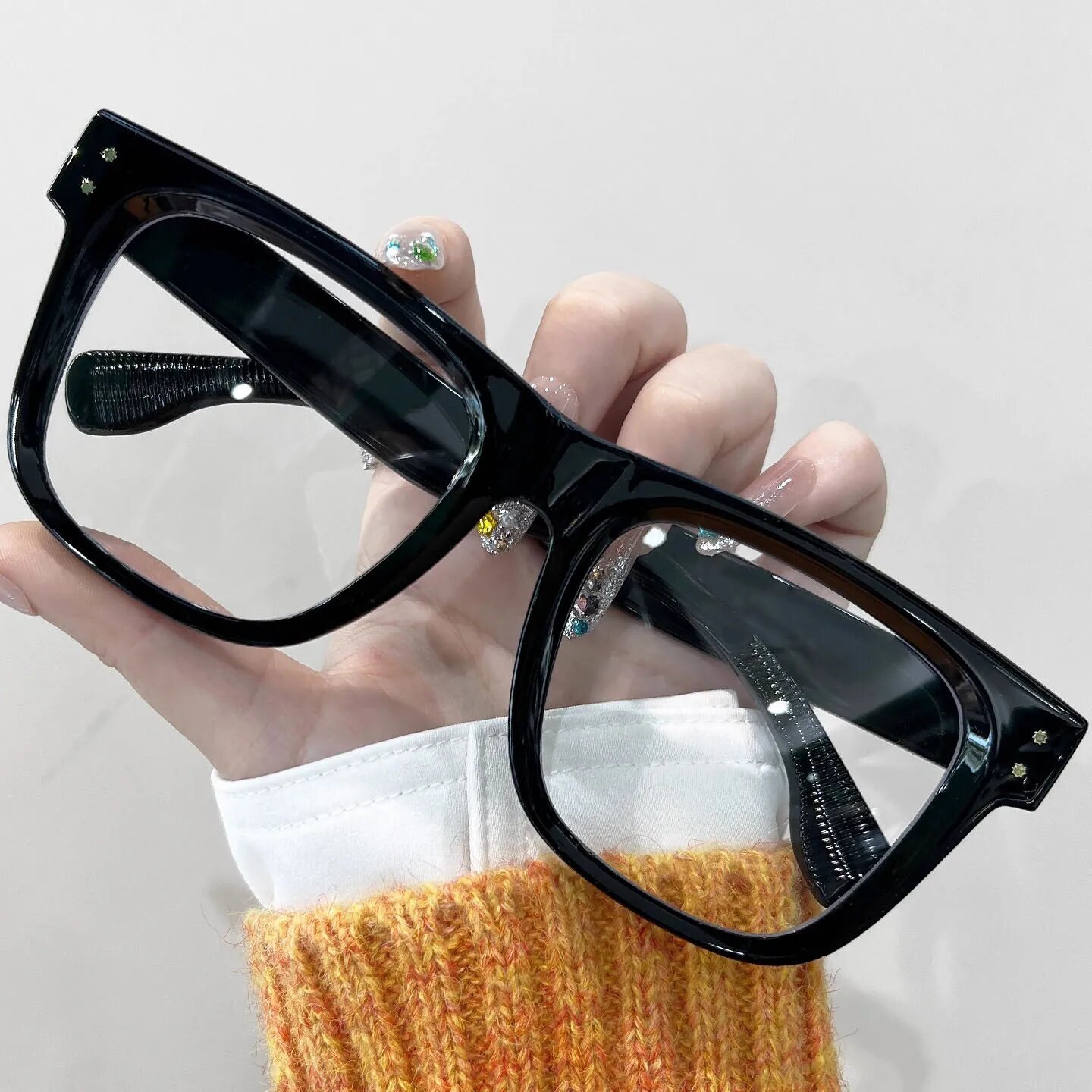 Очки в толстой оправе Bright Black 160 мм