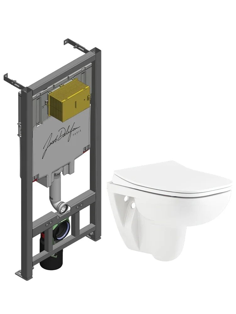 Комплект 3 в 1 Унитаз подвесной Seramiksan Petite A101002H / Сиденье AG50006 / Инсталляция Jacob Delafon E29025-NF