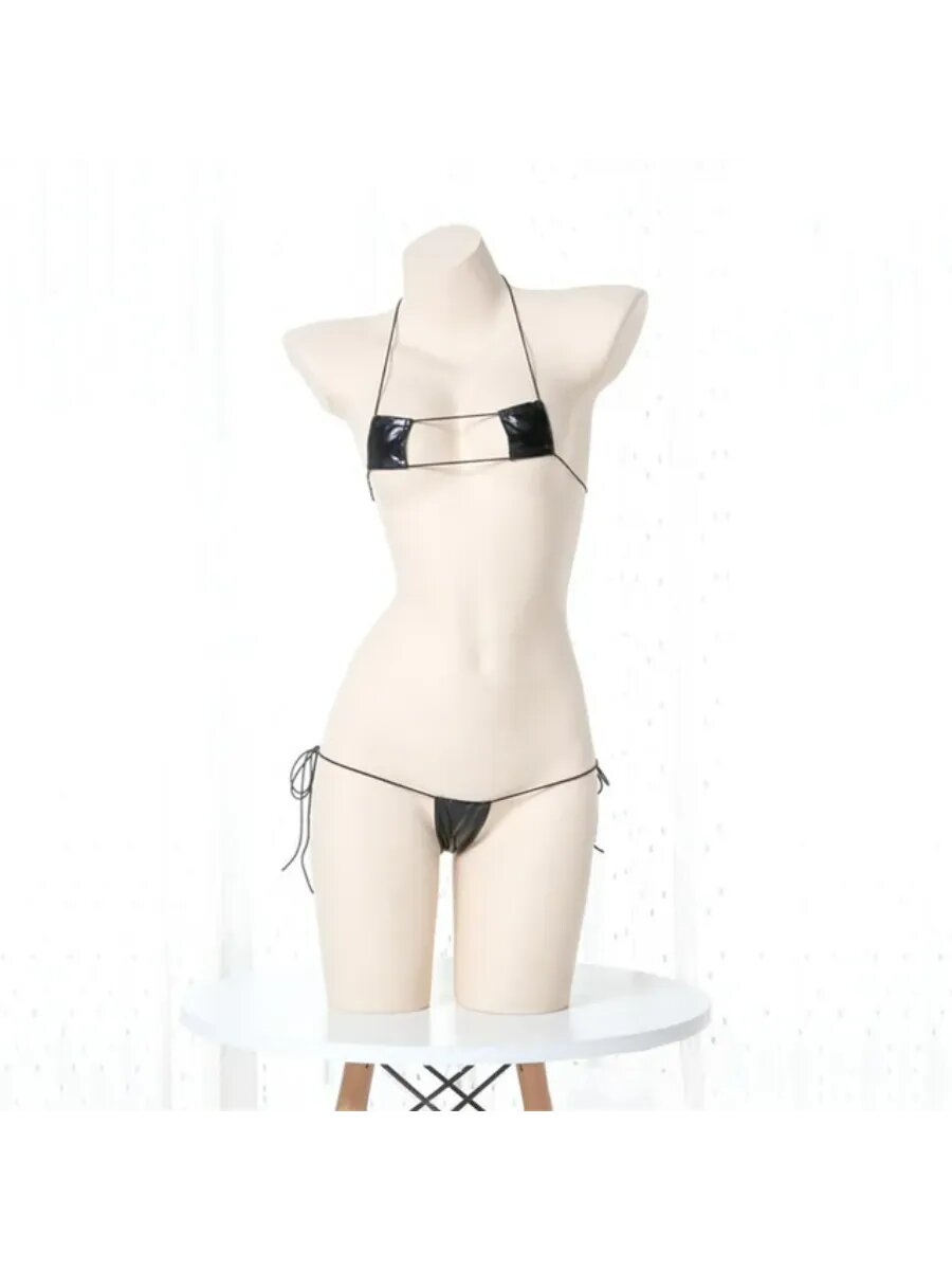 Сексуальное микро бикини BDSM, стринги, черно-красное, RU 40-52