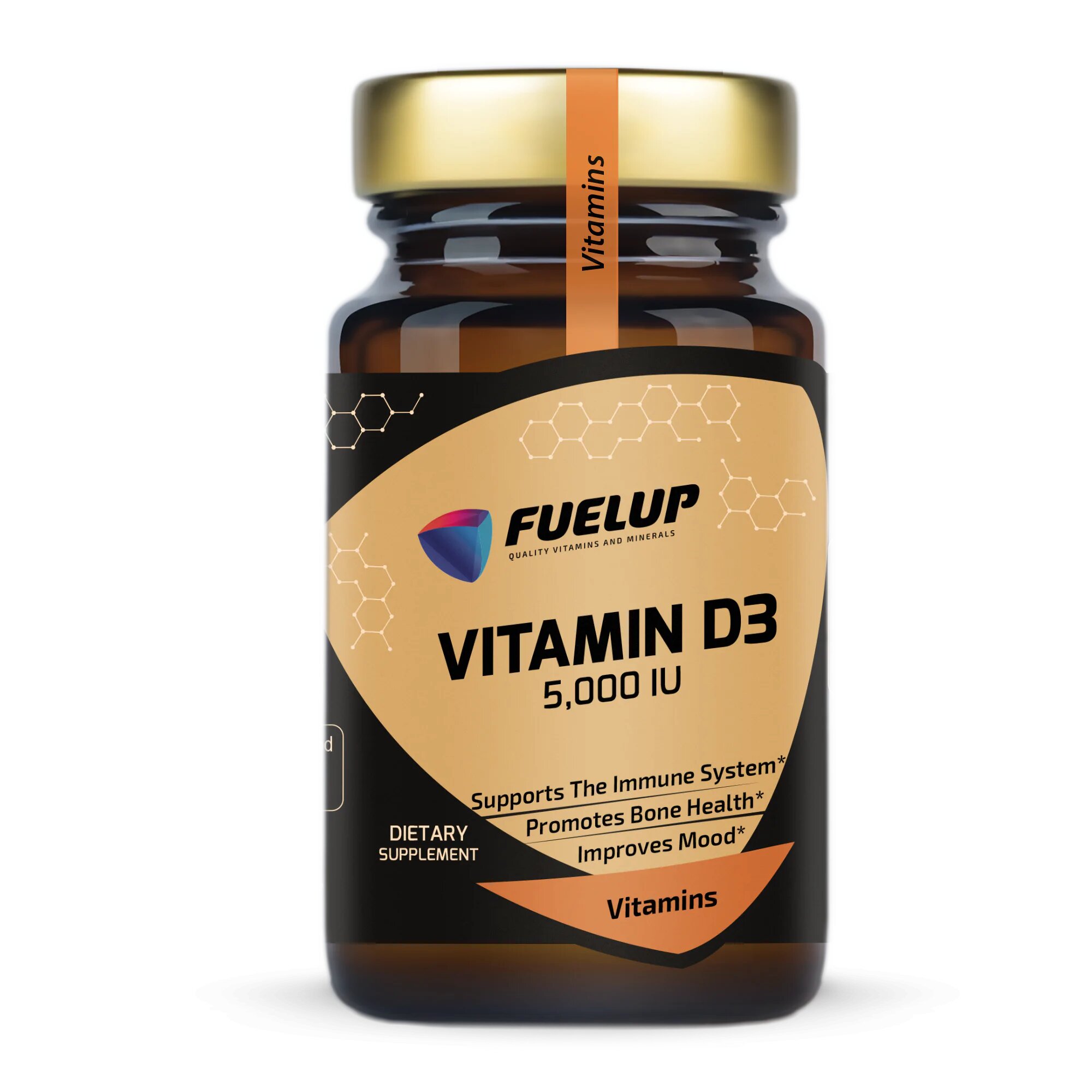 Витамин D3, FuelUP, поддержка иммунитета, костей и энергии, Vitamin D3, 5000 IU, 120 капсул