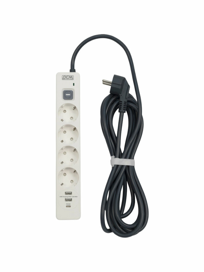 Сетевой фильтр POWERCOM SP-01 USB2A1CW 3.0M