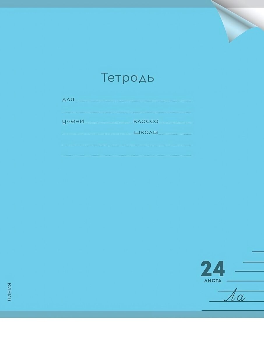 Тетрадь школьная А5 24 листа в линию "Пастель Blue", голубая пластиковая обложка, для учебы и записей