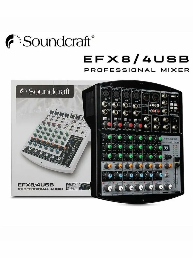 EFX8/4USB(black) Многоканальная тональная станция, 99 цифровых эффектных процессоров, Bluetooth - соединение, поддержка различных сетевых трансляций и микшеров звуковых карт
