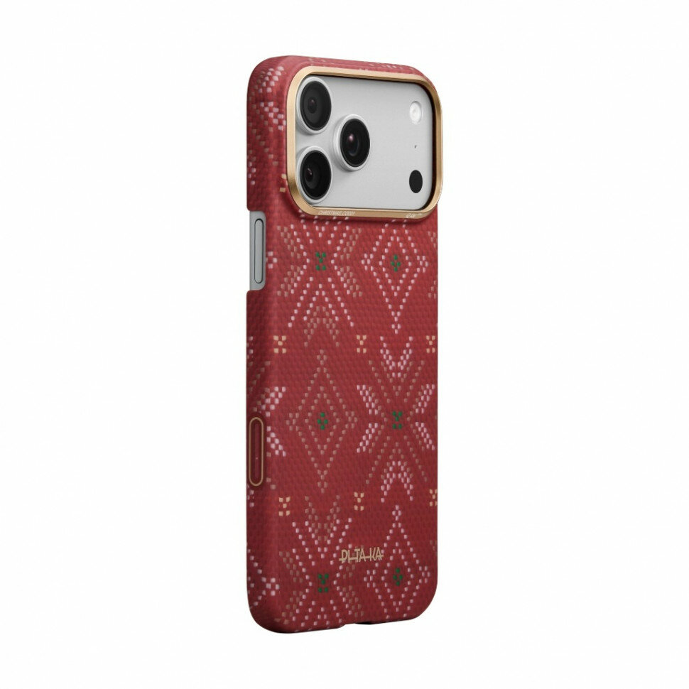 Чехол PITAKA Ultra-Slim Case для iPhone 17 Pro - Threads of Winter Scarlett