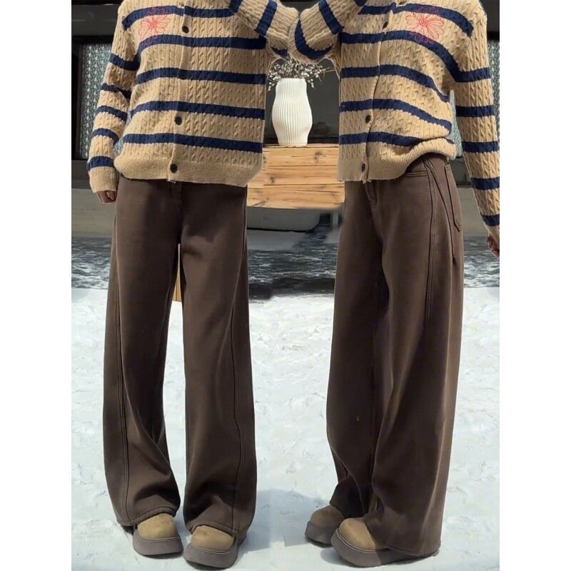 LI Mall Карго джинсы женские уличные бегуны вышивка ленты в карманах широкие деним