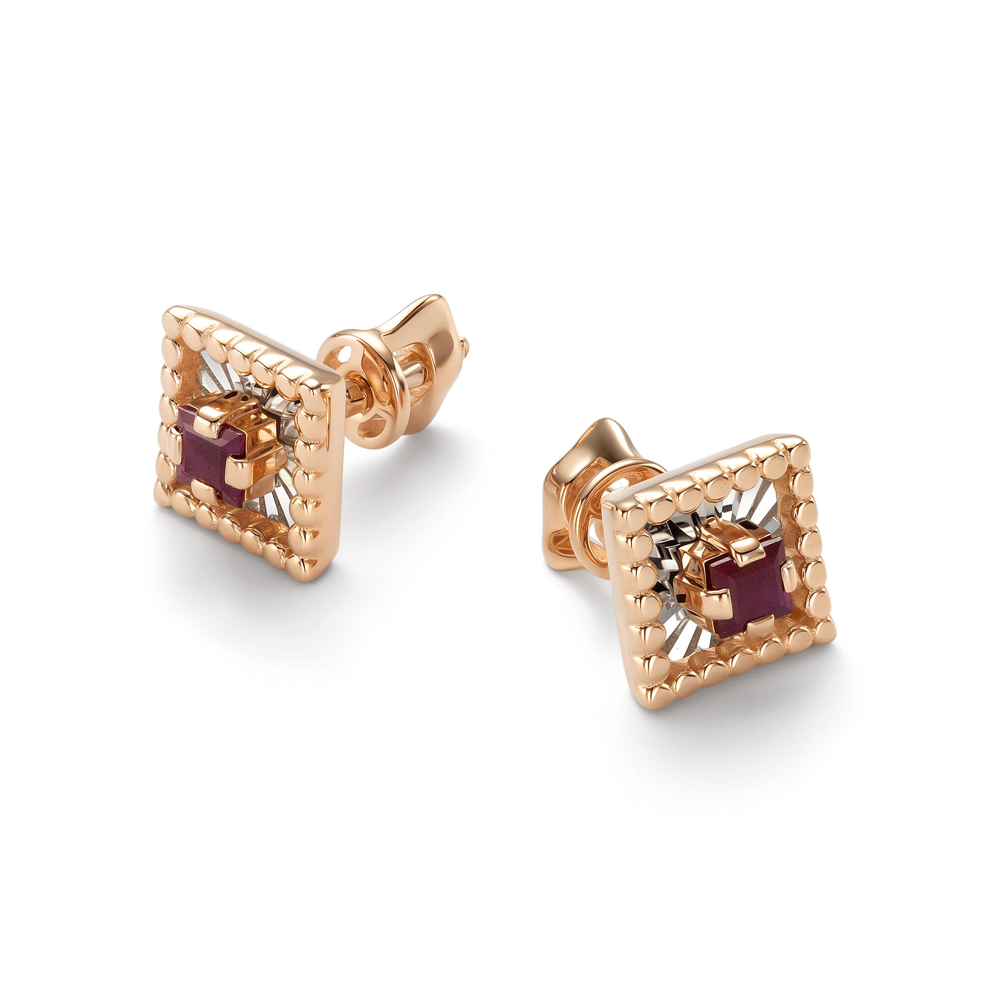 Серьги, красное золото, 585 проба, рубин