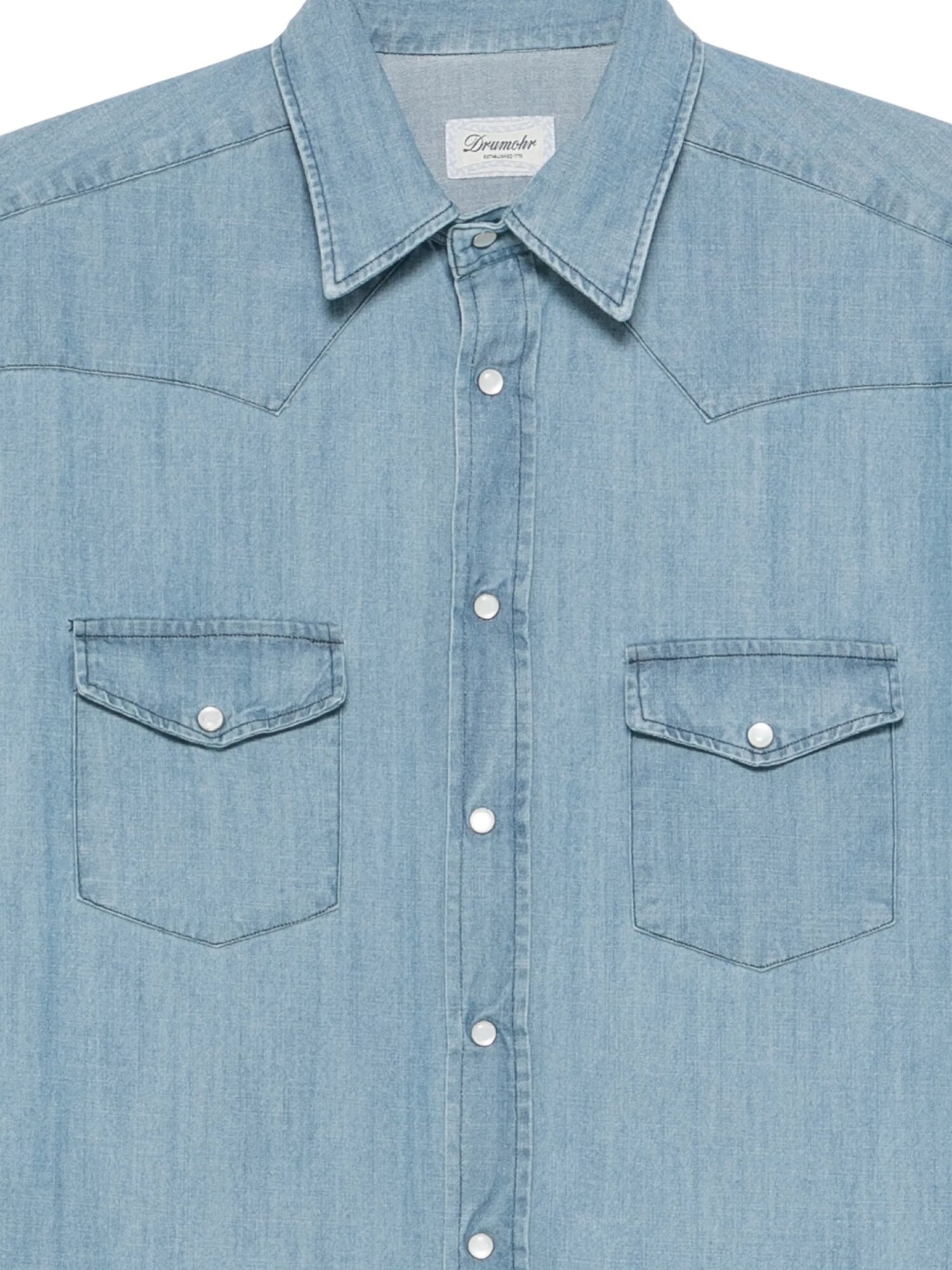 Рубашка Drumohr Buttoned chest-pocket shirt, размер S, blue — фото 1