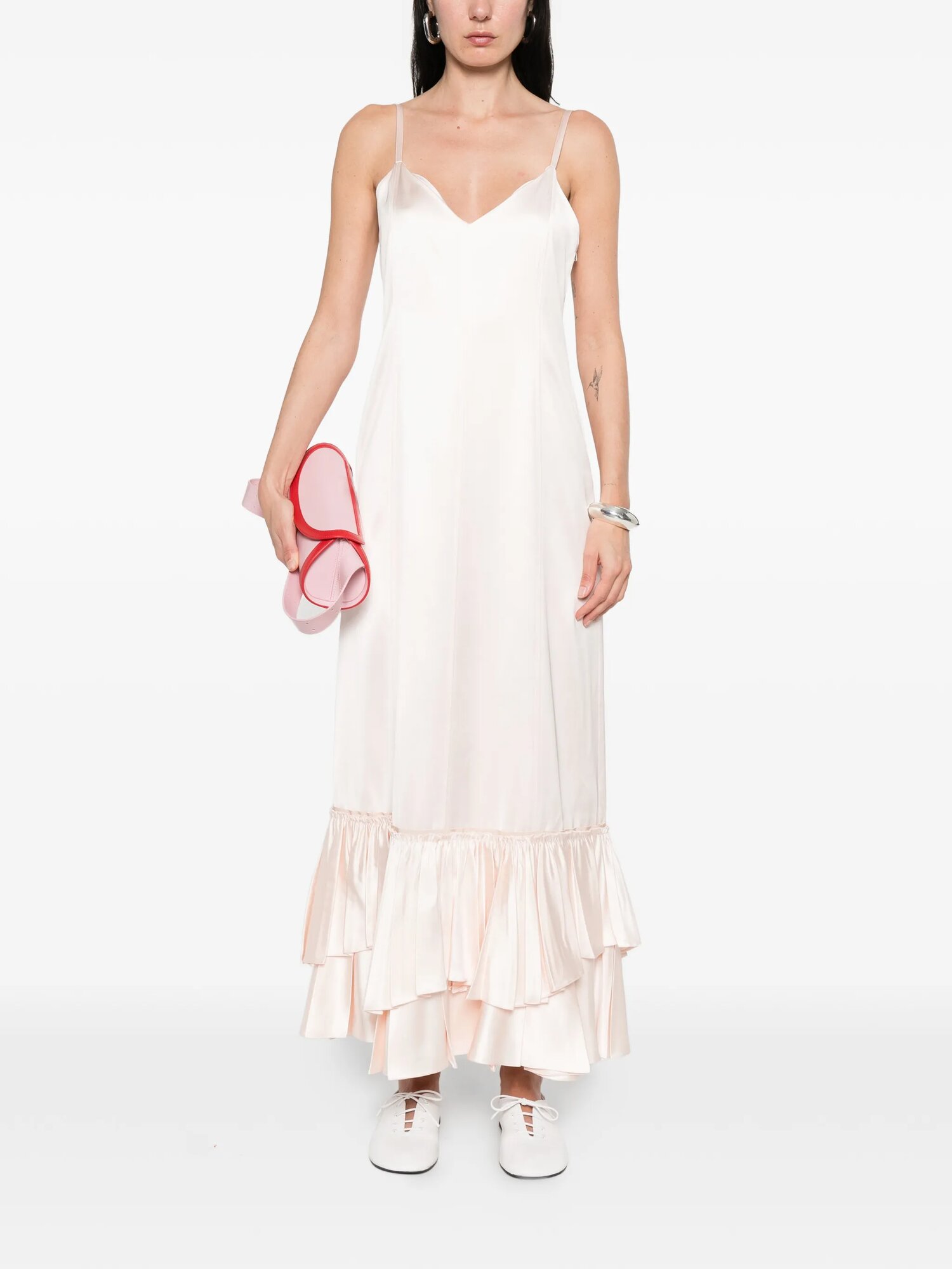 Платье Jil Sander Ruffled slip dress, размер 34, розовый — фото 1