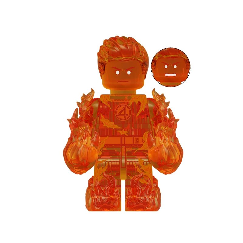 Минифигурка Marvel Human Torch из Fantastic Four, официальная сборная игрушка с эффектом огня