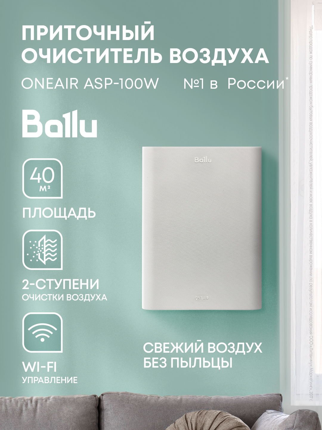 Очиститель воздуха приточный Ballu ONEAIR ASP-100W