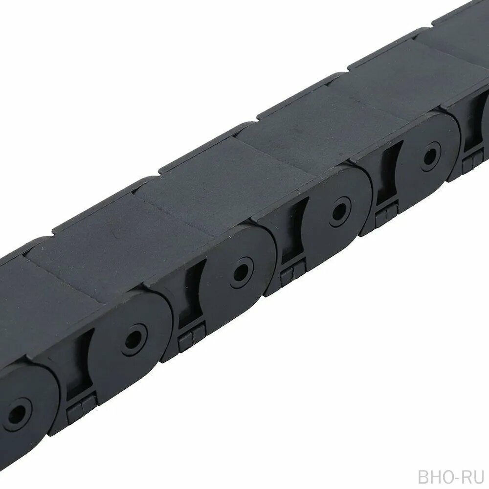 Цепь для кабелей Cable Drag Chain из усиленного полиамида PA66 черного цвета R38, метод открытия мостовой, для 3D принтеров и станков с ЧПУ, длина 1 метр, размеры 18x25 мм