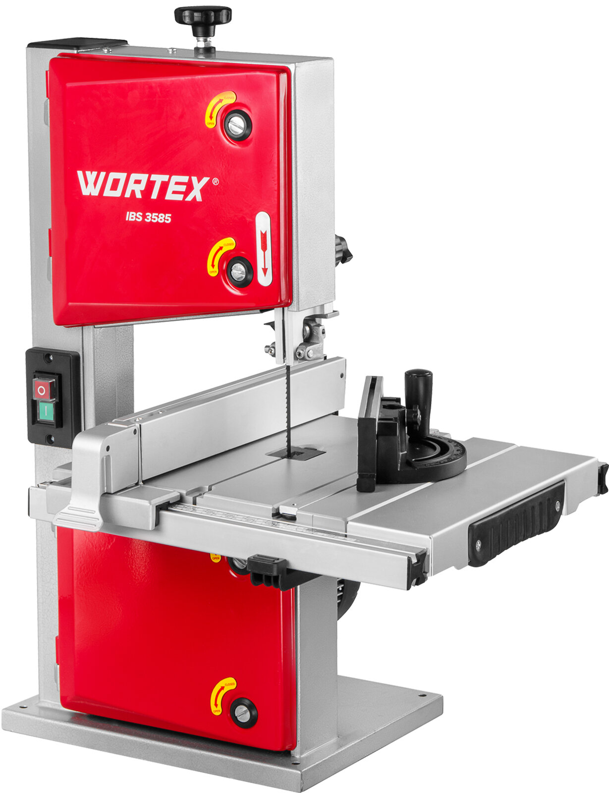 Ленточный станок по дереву WORTEX IBS 3585, 350 Вт, длина полотна 1400 мм, высота распила 80 мм (2335135)