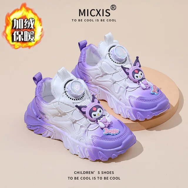 Кроссовки для девочек Kuromi Cinnamoroll Sanrio Kawaii, повседневная обувь с рисунком из аниме, осень-зима, новые, мягкая подошва, спортивная детская обувь