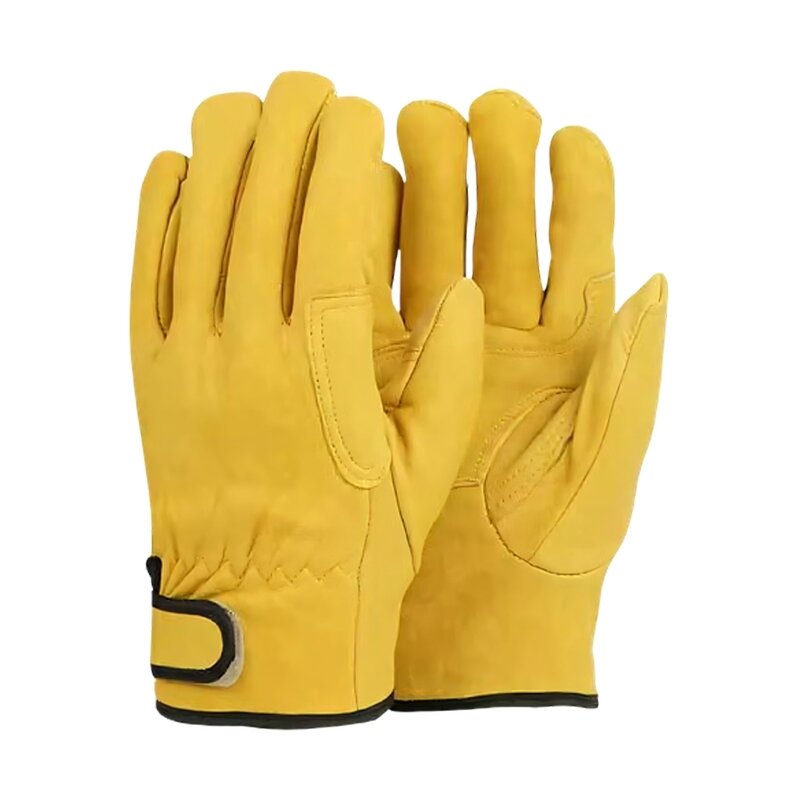 Кожаные Рабочие Перчатки Термостойкие Прочные Защищающие Желтые Из Натуральной Кожи Удобная Одежда для Сварки и Садоводства