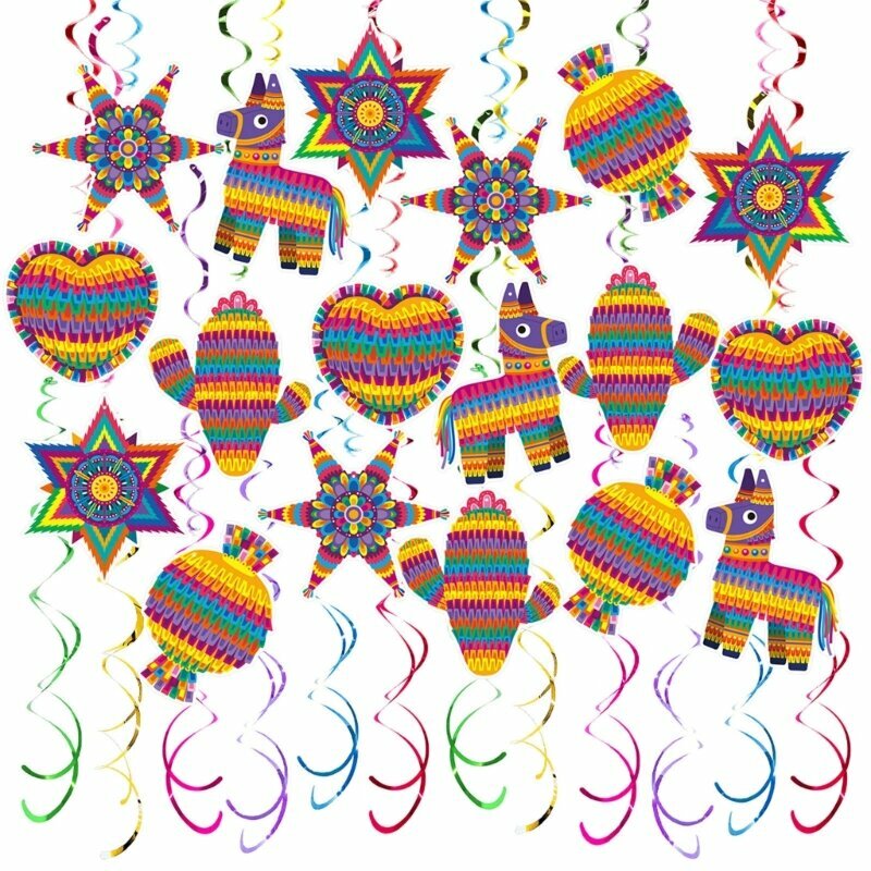Спирали Мексиканской Фиесты, Подвесной Орнамент, Красочные Украшения Из Бумаги И ПВХ Для Праздничных Вечеринок 5 Мая
