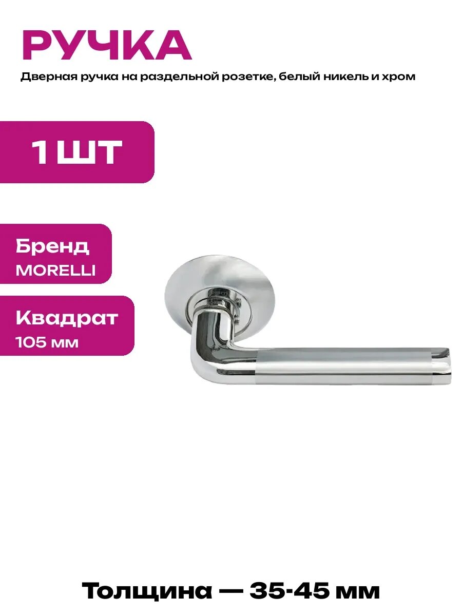 Фурнитура дверная, ручка алюминиевая на розетке, цвет никель