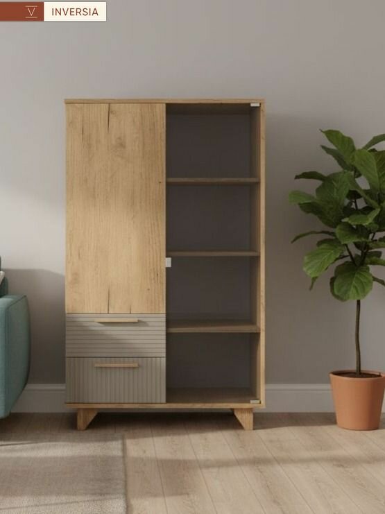 "Гард" Шкаф-Витрина Дуб вотан/Ива пепельная