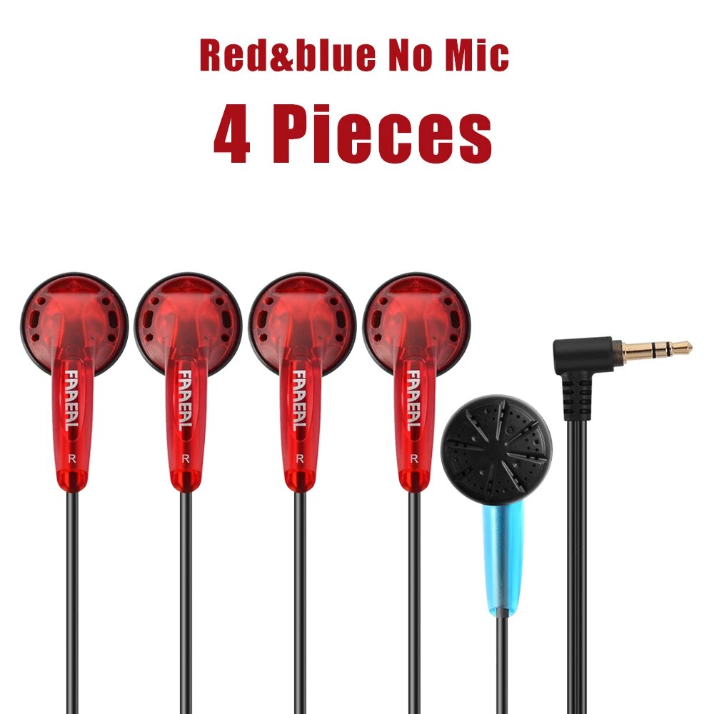 Проводные наушники FAAEAL RedBlue No Mic (4 шт)