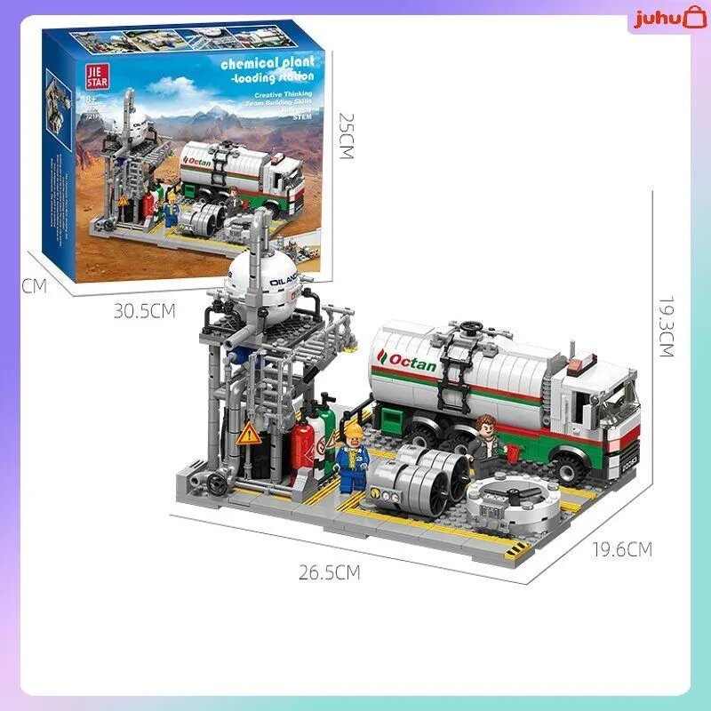 Мягкий конструктор JIE STAR chemical plant -loading station 721 деталей Белый для детей