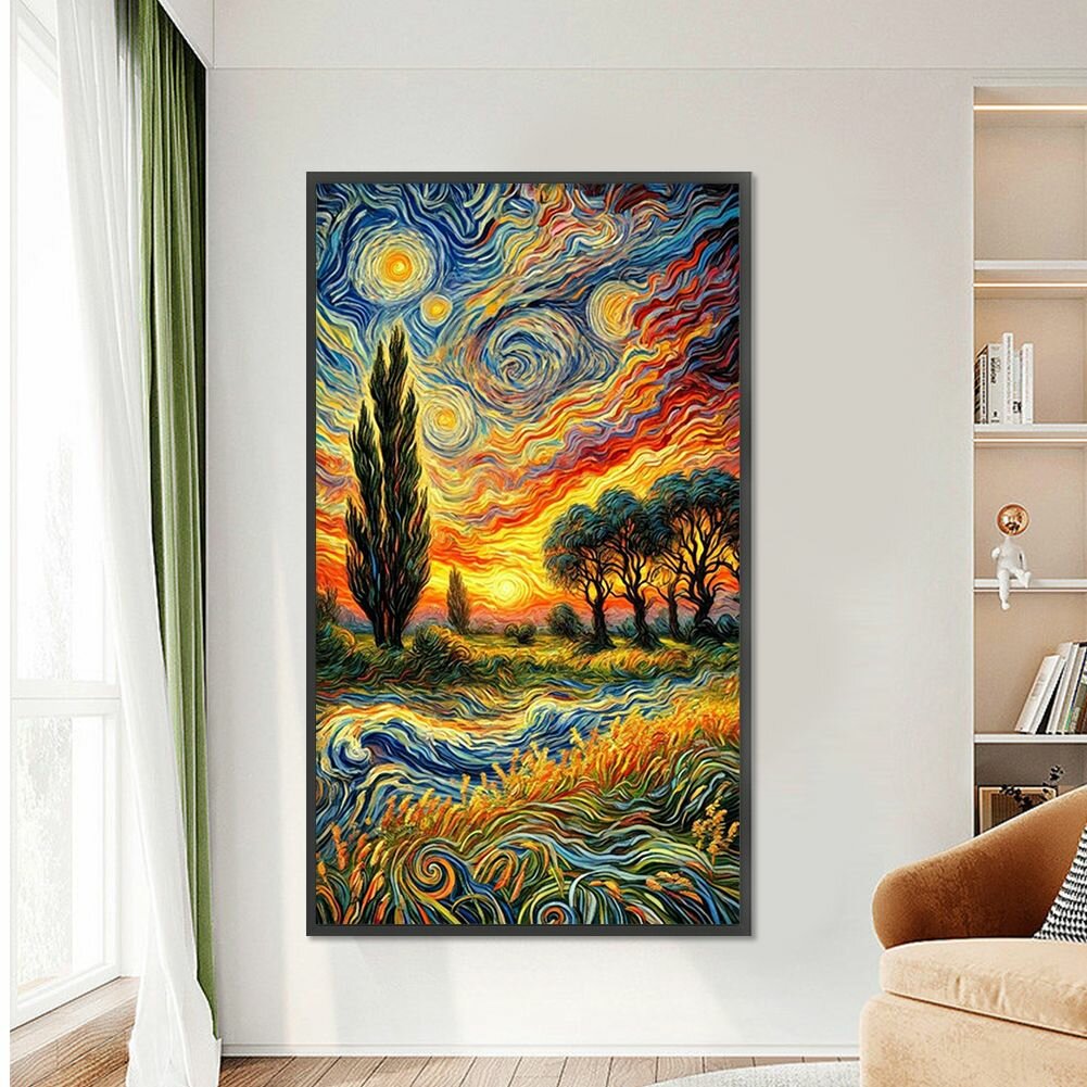 Картина с бриллиантами из смолы, пшеничное поле Ван Гога, картина для украшения дома, 40х70см