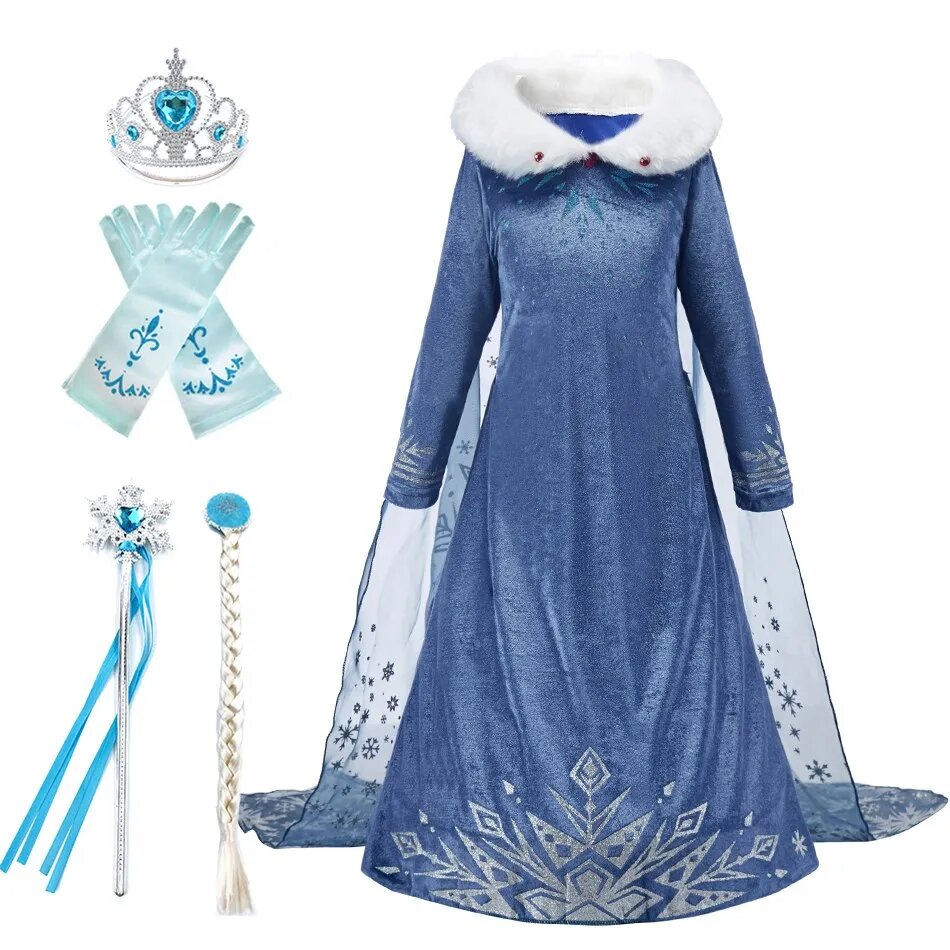 Детское платье Эльза, костюм Снежной королевы, Size 110, Dress Set 02