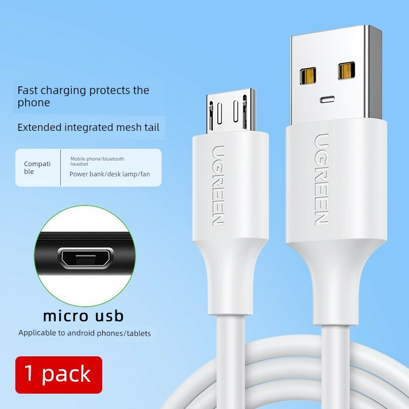Микро-USB кабель для смартфонов Android, белый цвет, длина 0.5 м, 1 шт. прочный зарядный кабель