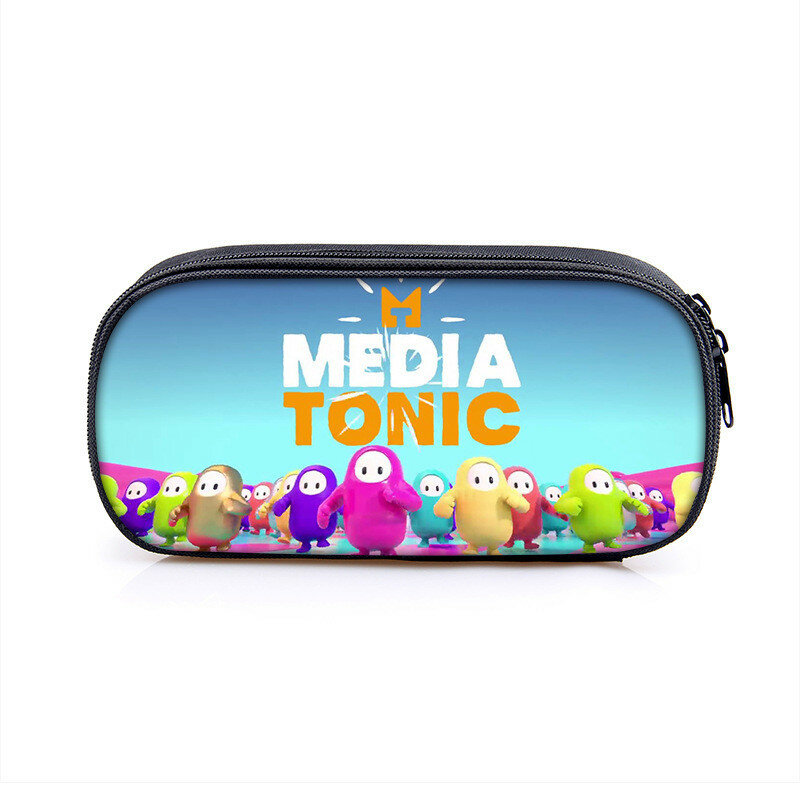 Fall guys cartoon pen holder with waterproof nylon material for classroom use, red