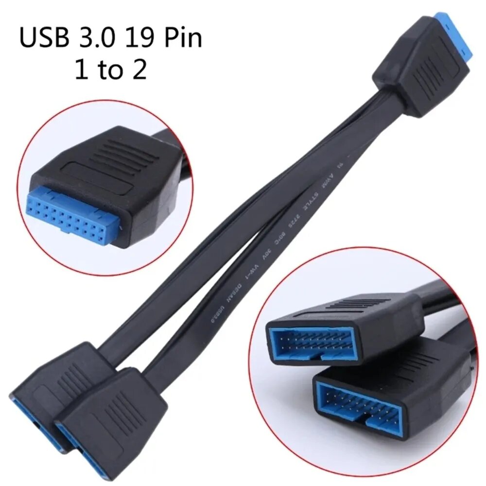 Удлинительный кабель USB 3.0 19/20-контактный Y-разветвитель 1 на 2, внутренний адаптер 20 см для материнской платы компьютера