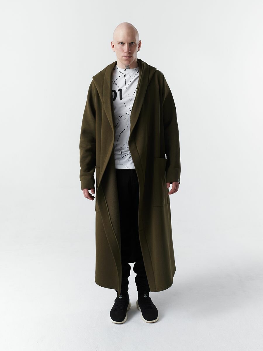 Мантия мужская длинная с капюшоном с начесом