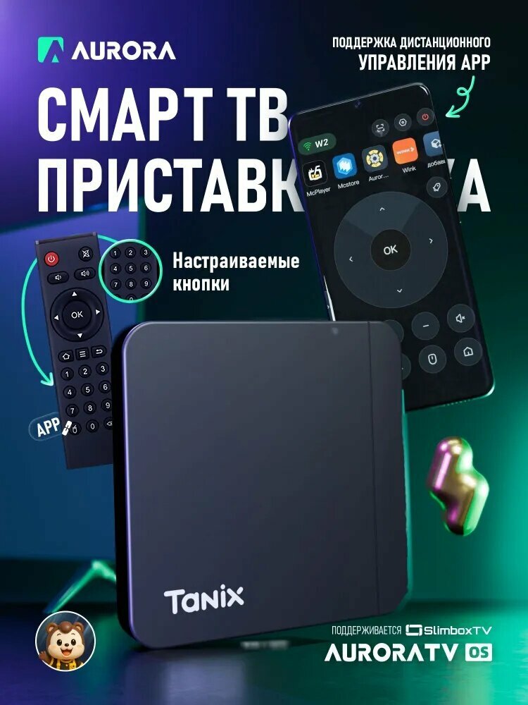 Tanix W2 Медиаплеер Slimbox+ тв приставка Андроид 11 4K Android, 4 ГБ/64 ГБ, Bluetooth, Wi-Fi, черный