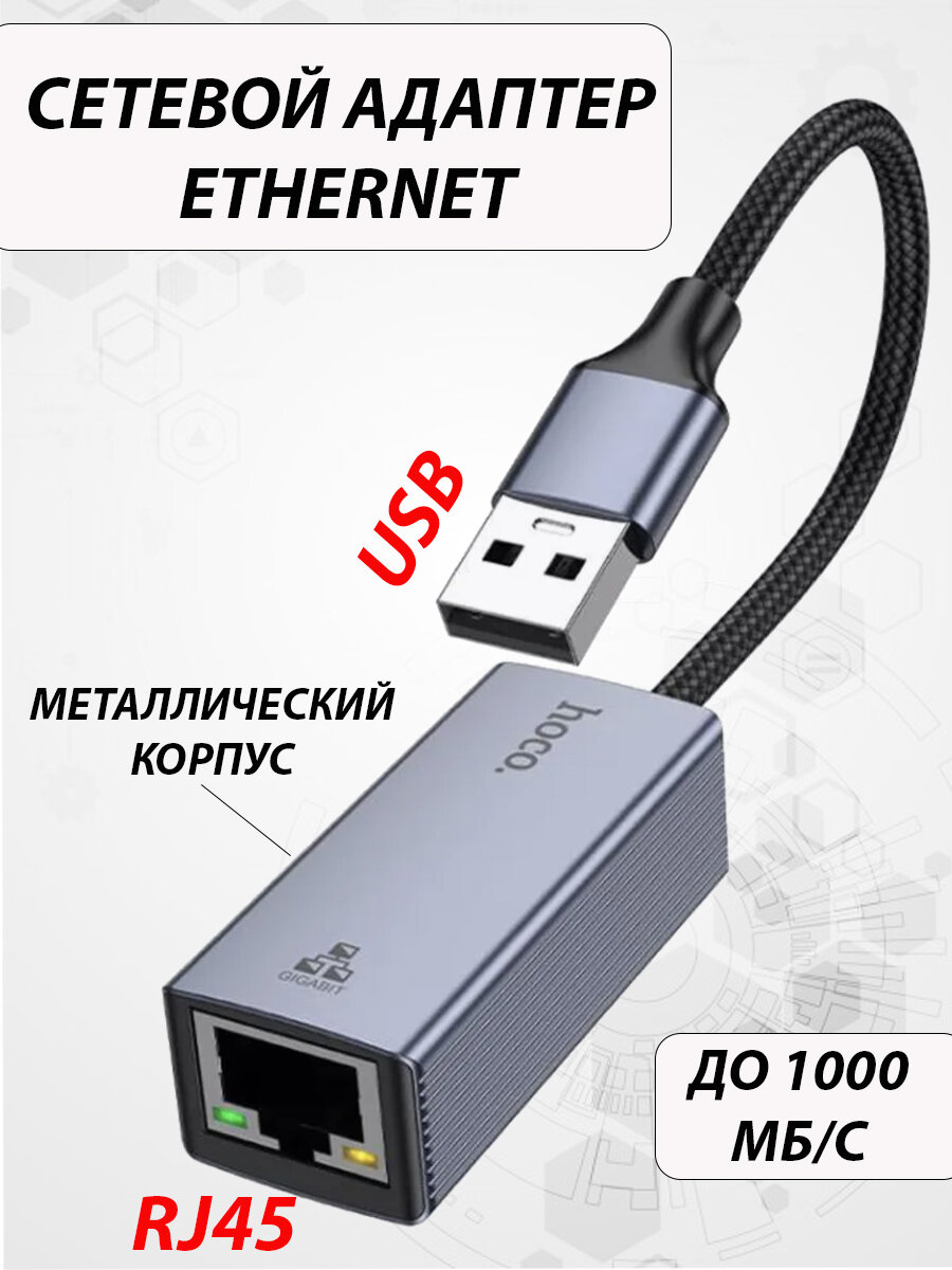 Адаптер, внешняя сетевая карта USB-A to RJ45 1000мб/с