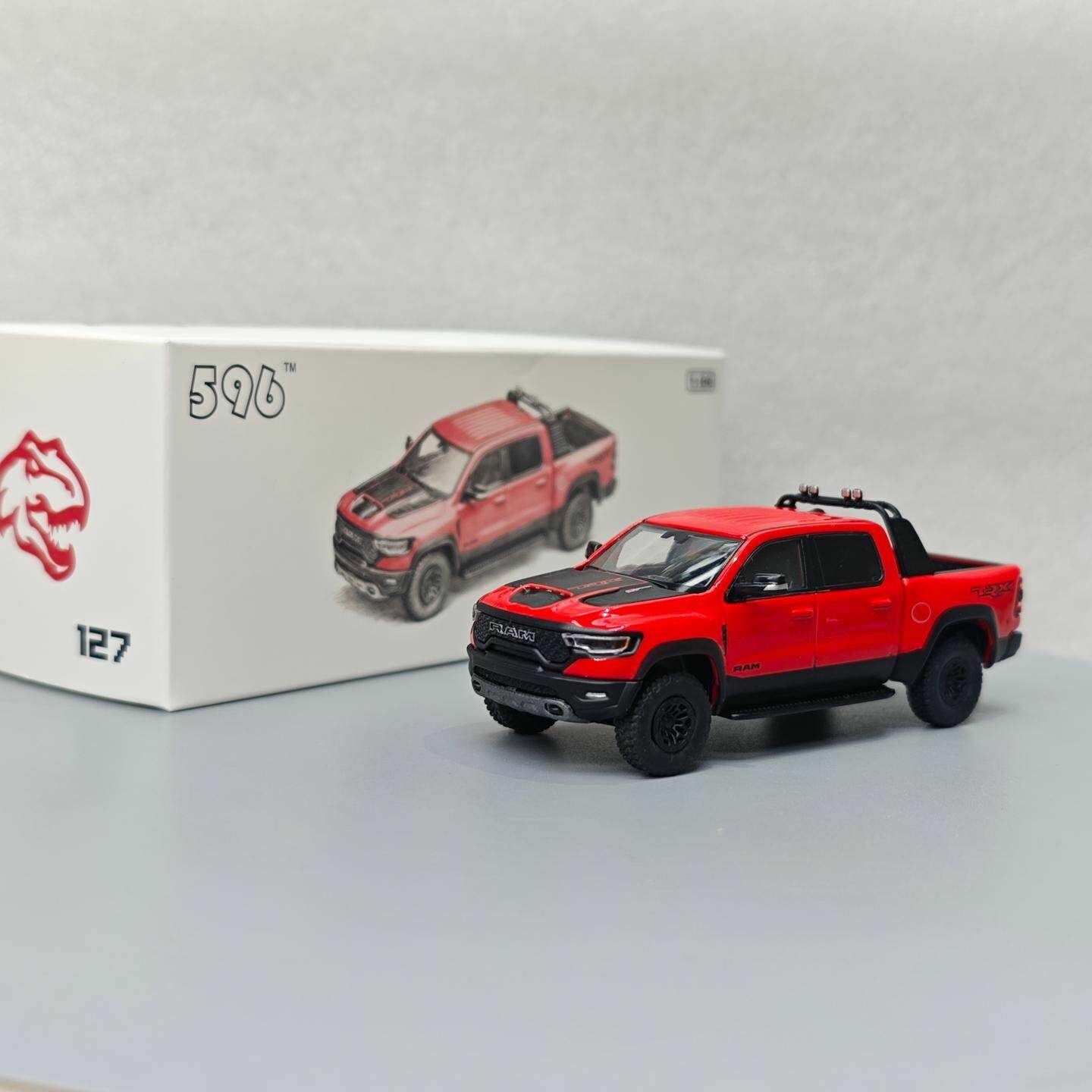 Машинка 596 MODEL 1:64 Dodge Ram 1500 TRX Tyrannosaurus Rex Red Die-cast Alloy Model Collection Toy Children Gifts