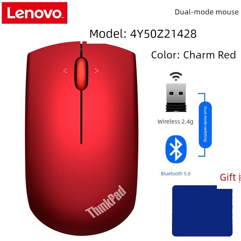 Беспроводная лазерная мышь Lenovo ThinkPad, классическая матовая черная, 0A36193, для ноутбуков, настольных