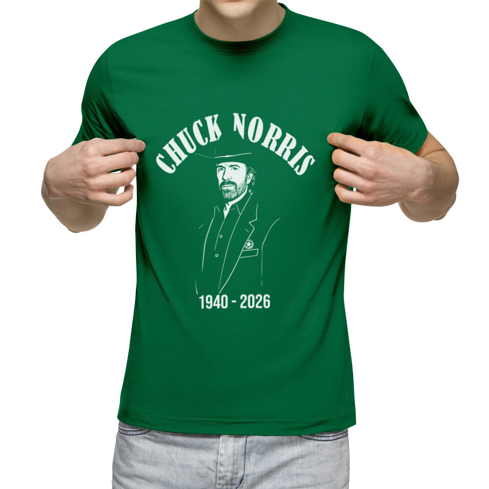 Мужская футболка «Чак Норрис -Chuck Norris» (зеленый, XL)