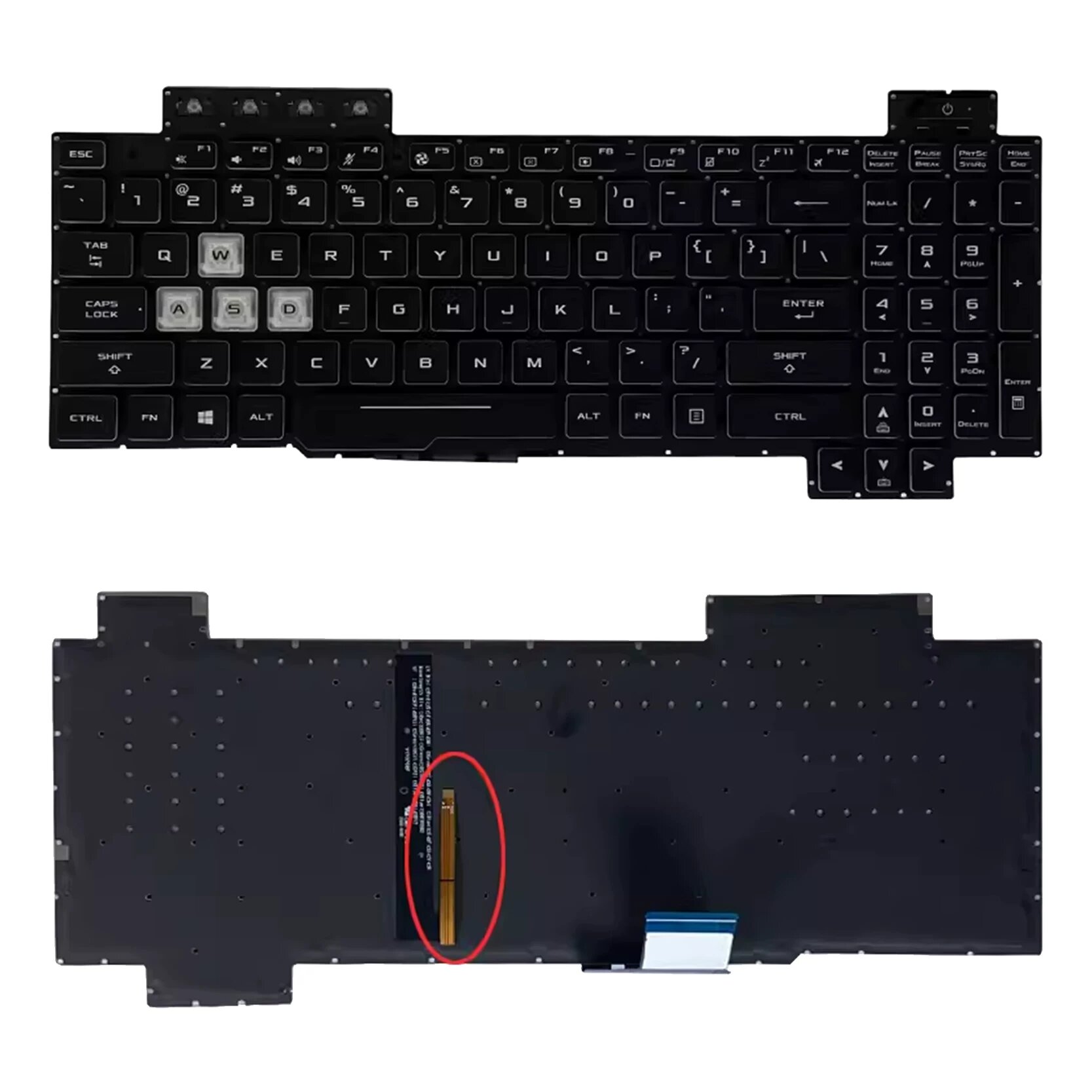 Клавиатура для ноутбука Asus FX95 FX95D FX95G - Черная подсветка, широкая линия, RGB