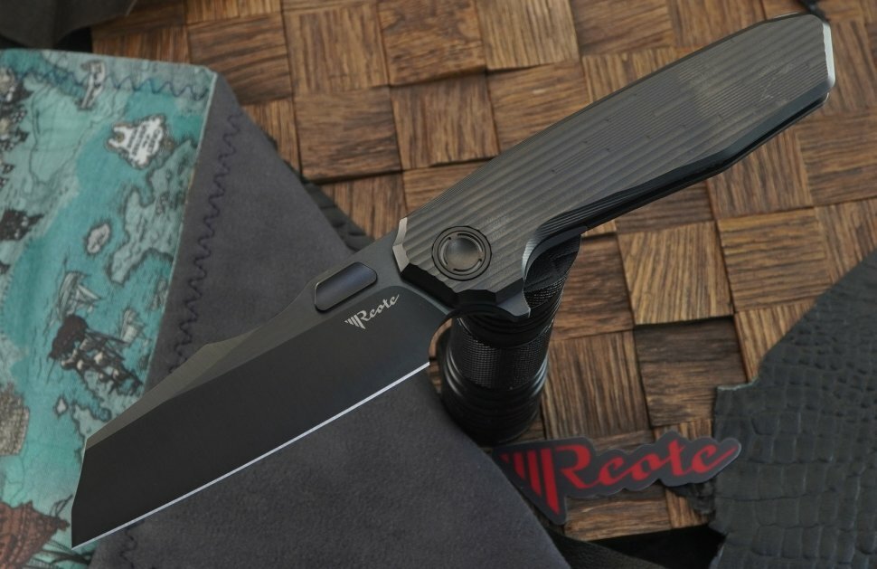 Складной нож Reate Knives Mantis, сталь Elmax, сатин/DLC, рукоять титан, сатин/DLC, насечка