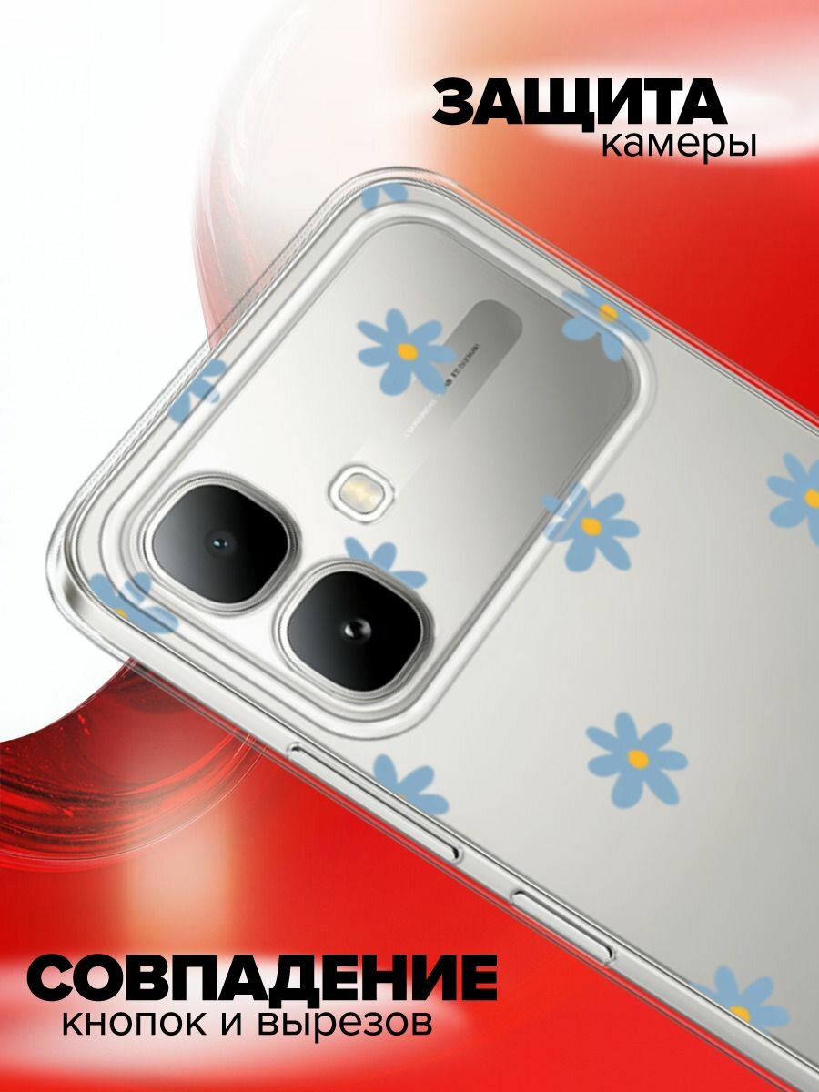 Чехол на Infinix Smart 20 / Инфиникс Смарт 20 с принтом Голубые ромашки — фото 1