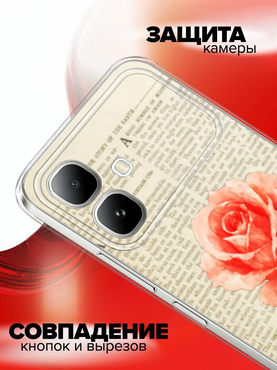 Чехол на Infinix Smart 20 / Инфиникс Смарт 20 с принтом Гербарий роза — фото 1