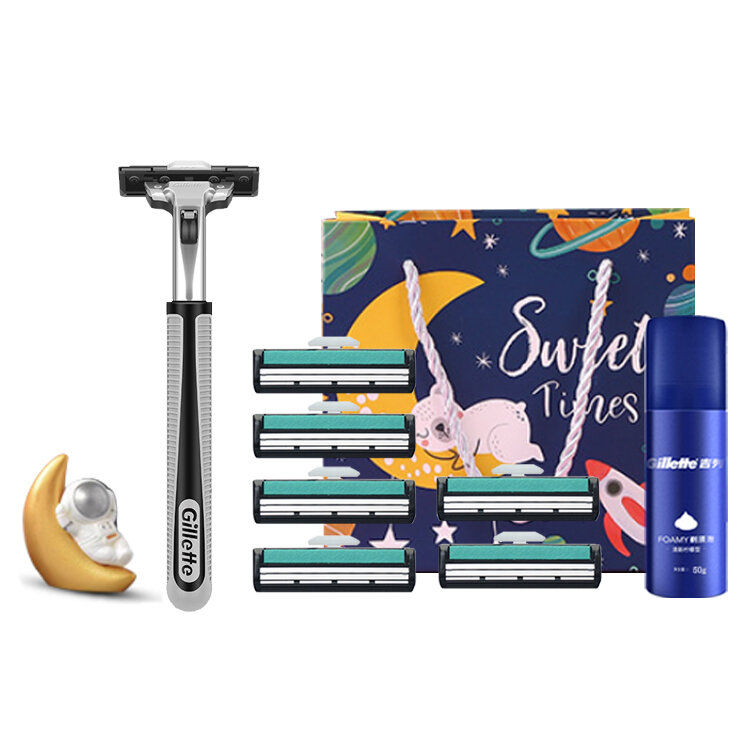 Набор для бритья мужской Gillette Wei Feng 13372935, Wei Feng 6 Blade Head (Shaving Foam+Mini Astronaut+Shopping Bag)