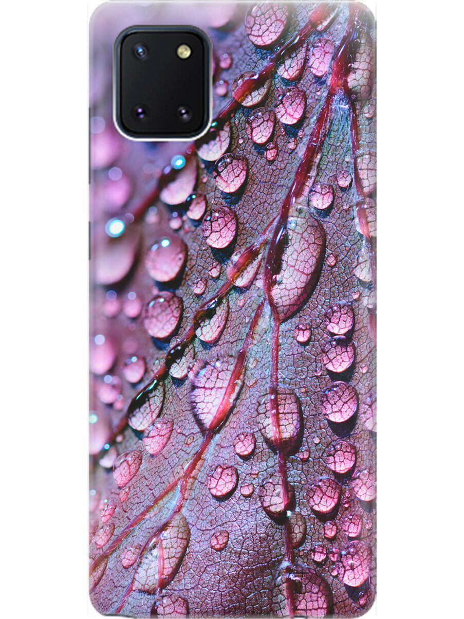 Накладка Transparent для Samsung Galaxy Note 10 Lite с принтом "Лист в каплях"