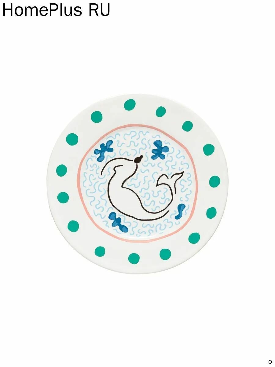 Тарелка для подачи салата и сервировки стола десертная керамическая Summer Bliss Mermaid, 22 см, разноцветная