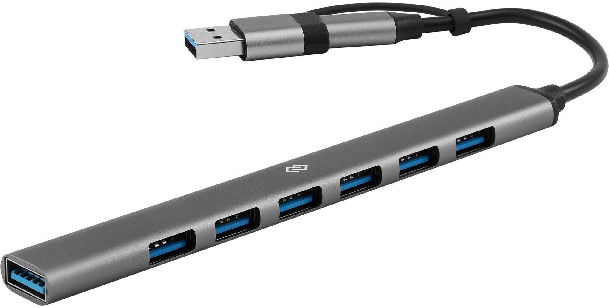 USB Hub / Разветвитель USB-C Digma DHUB-7USB-AC-2.0 7 портов, серебристый