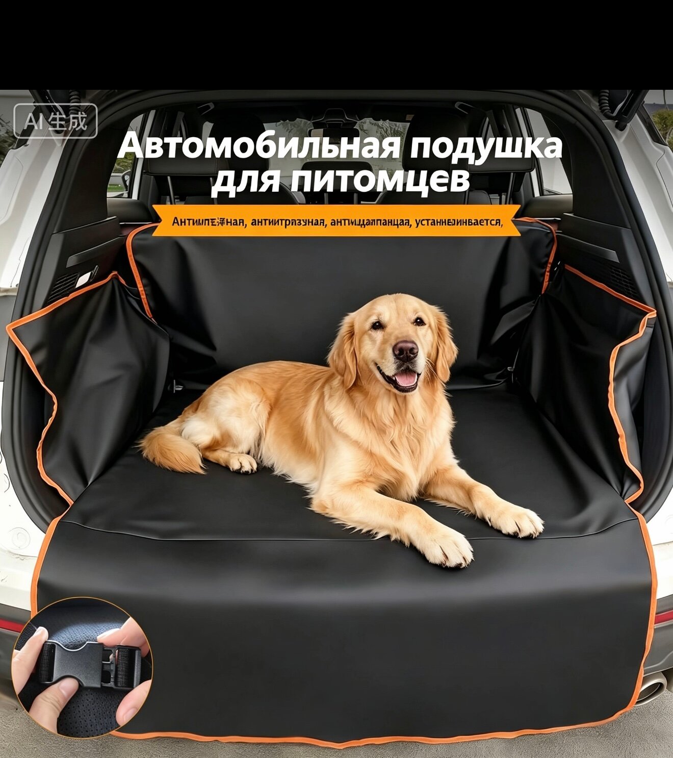 Коврик для домашних животных, для багажника автомобиля, водонепроницаемый, черный