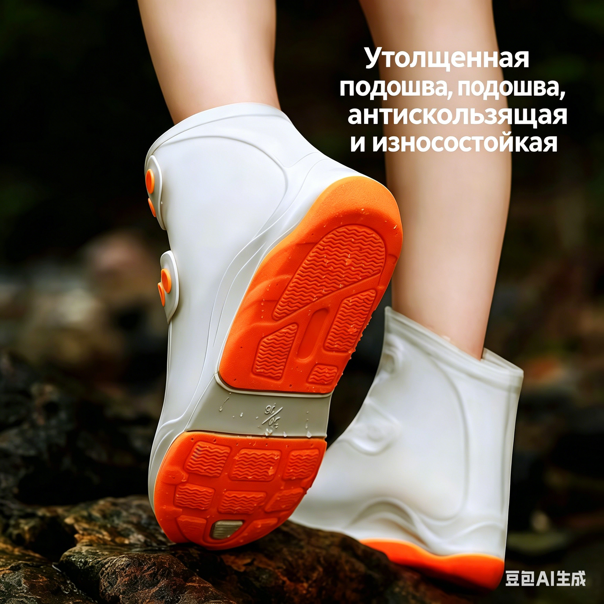 Бахилы резиновые, водонепроницаемые, размер 37-39, бело-оранжевые