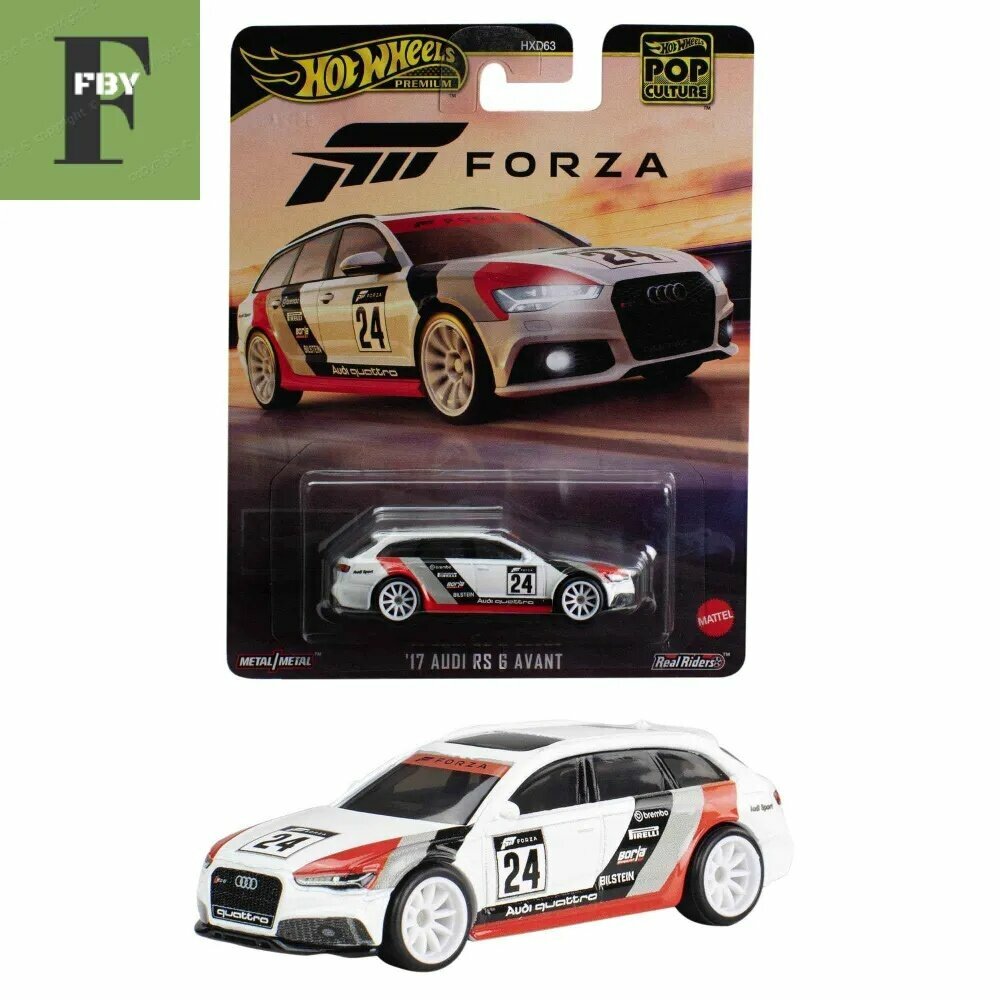 Машинка Mattel Hot Wheels Премиум автомобиль Поп-культура HXD63 17 Audi RS6 Avant (Forza)FBY
