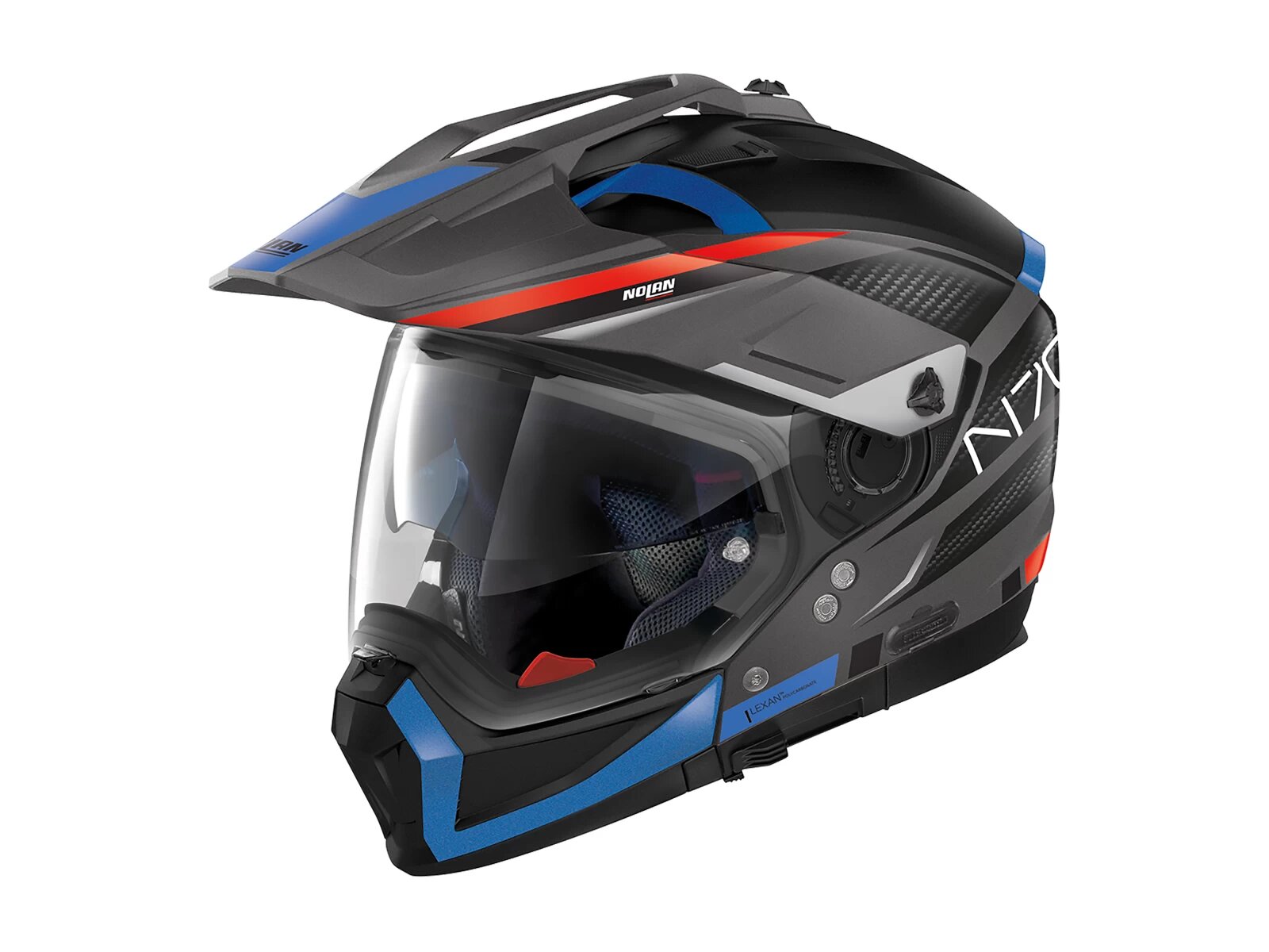 Мотошлем NOLAN N70-2 X (06) Earthquake N-Com 048, Flat Lava Grey/Blue/Red/Black/Flat Lava Grey, L
