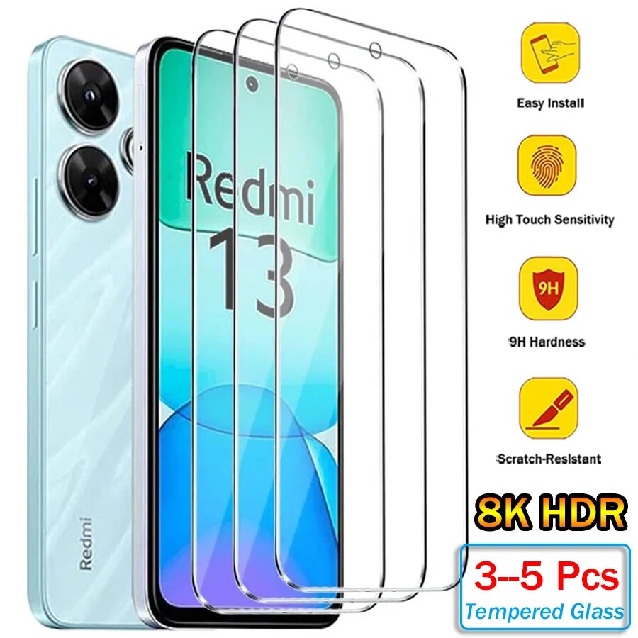 Защитная Пленка Из Закаленного Стекла Для Xiaomi Redmi Note 13/12 Pro, 3/5 3Pcs HD Glass, Redmi 12C