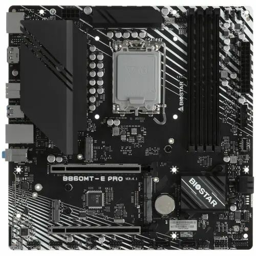 Материнская плата Biostar B860MT-E PRO - LGA 1851, Intel B860, 4xDDR5-5600 МГц, 1xPCI-Ex16, 3xM.2, Micro-ATX