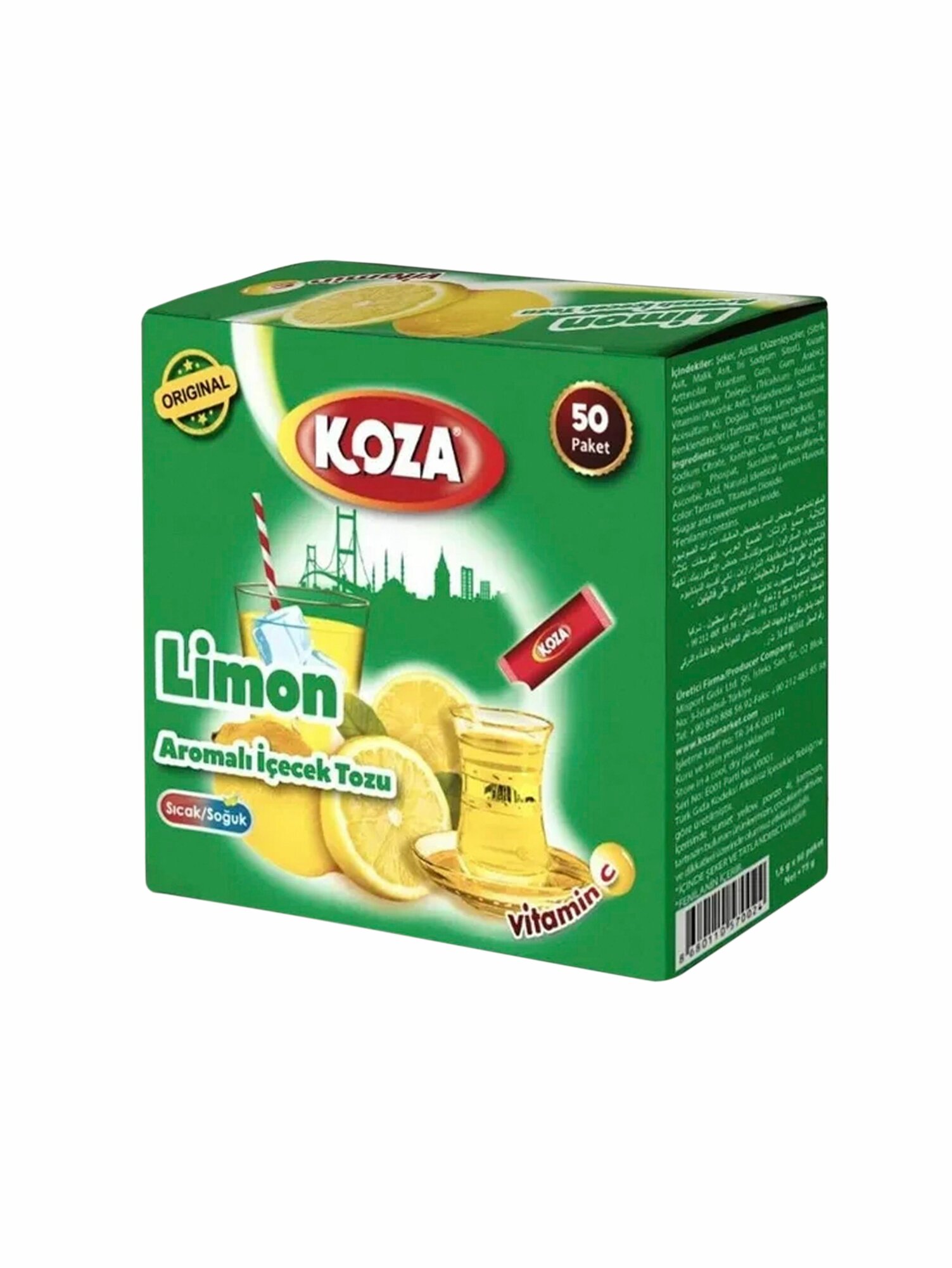 Быстрорастворимый чайный напиток со вкусом лимона, "Koza", Limon, (50шт) 75гр. Турция