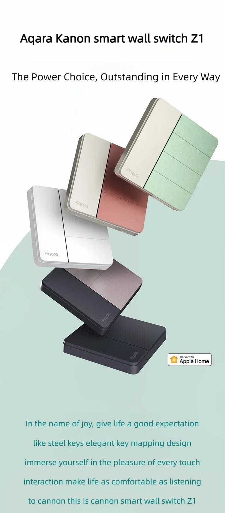 Aqara Smart Wall Switch Z1 Zigbee Gray-2 key — фото 1